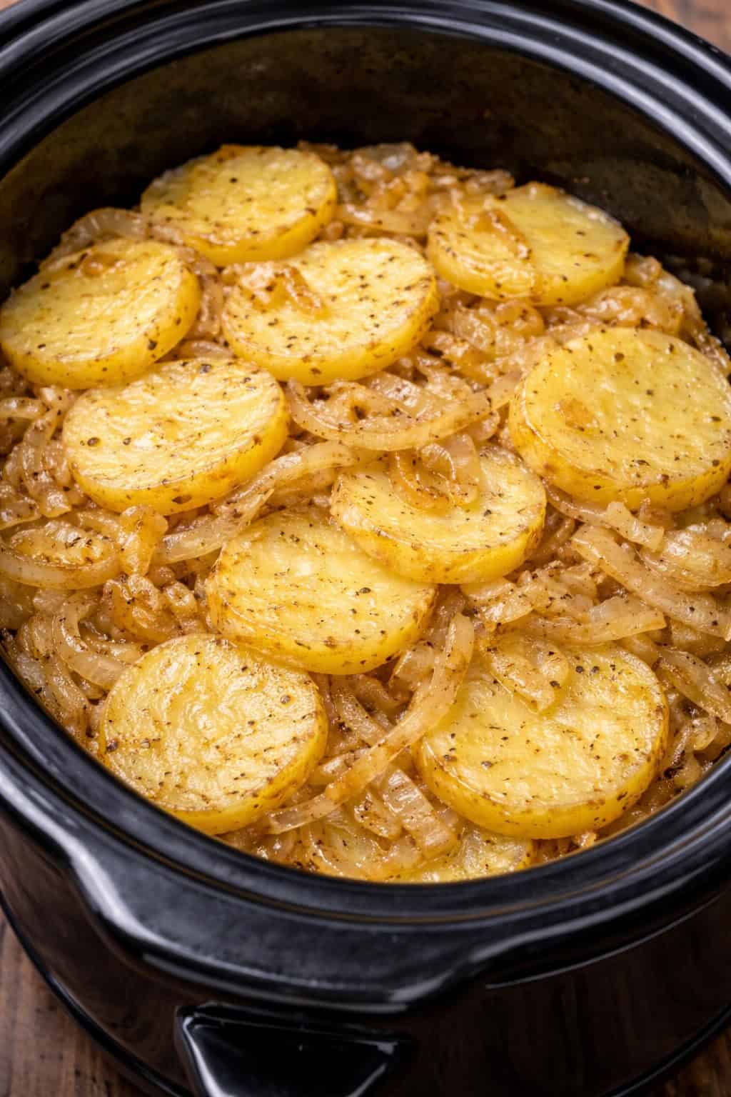 Slow Cooker Potato and Onion Bake - All We Cook